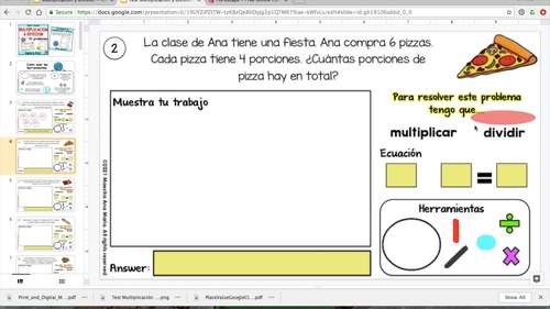 Multiplication and Division Word Problems in Spanish - Division y ...