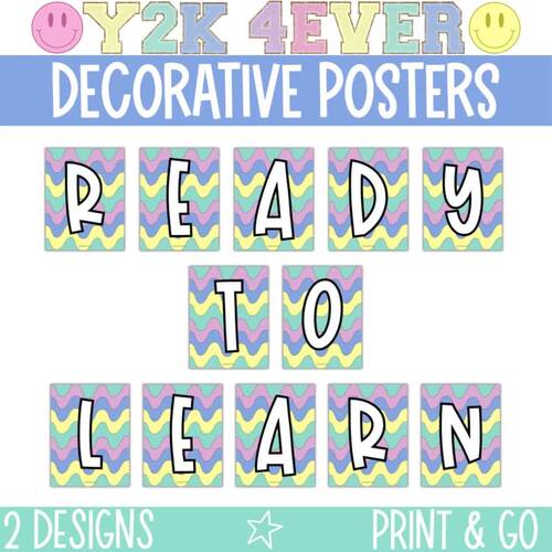 Retro Groovy Classroom Posters / Rainbow Classroom Decor / Word Posters