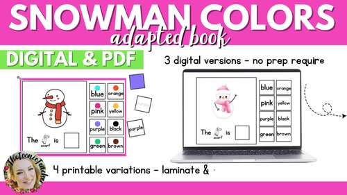 Snowman Adapted Book - Interactive Matching Colors and Text Winter Book ...