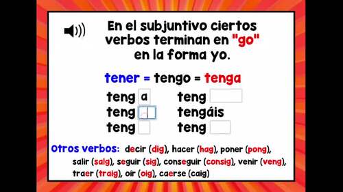SPANISH SUBJUNCTIVE BOOM CARDS LEVEL 2 -GO Verbs Subjunctive Formation