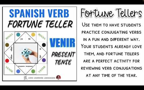 Spanish verb VENIR PRESENT TENSE conjugation - Fortune teller - Cootie ...