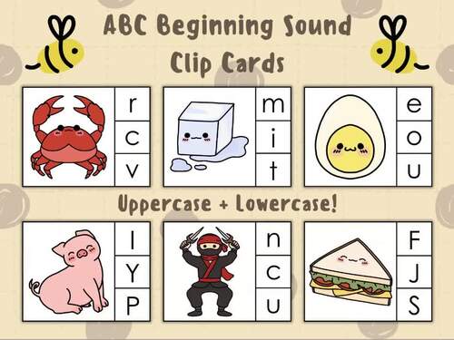 A-Z Beginning Sounds Clip Cards | Alphabet Phonics Clip Cards ...