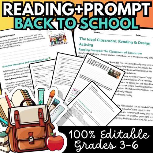 Back to School Writing Prompts Journal | Reading, Writing & Reflection ...