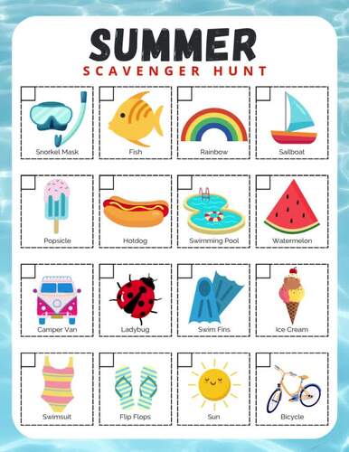 Summer Scavenger Hunt Printable Cards | End of Year Student Gift ...