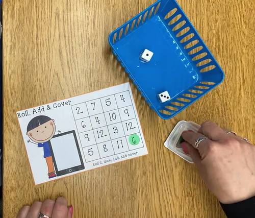 Roll and Cover Math Fluency Dice Game Kindergarten or First Grade Centers