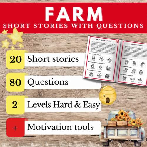 Farm 20 Short Stories W/ 80 WH Open Questions Autism Reading Worksheet ...