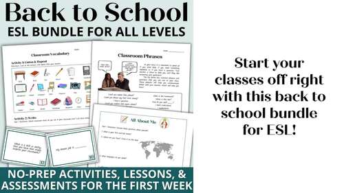 Adult ESL Back to School Bundle First Day of School Super Bundle for ...