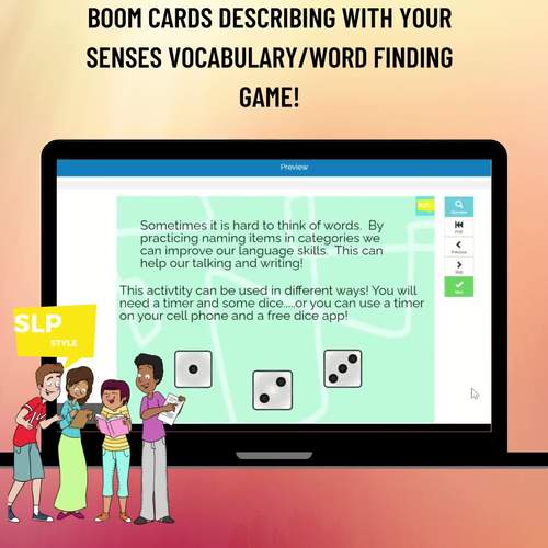 Describing with your Senses- Vocabulary/Word Finding Game BOOM CARDS