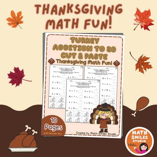Turkey Addition to 20 Cut & Paste Fun | Thanksgiving Math Activity ...