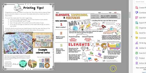 Elements Compounds Mixtures Cornell Doodle Notes Distance Learning