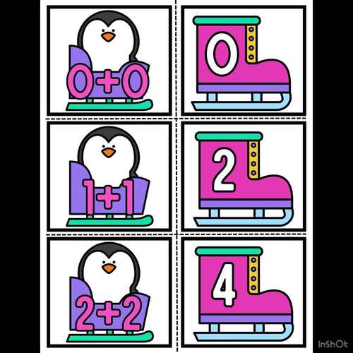 Doubles Facts Matching Cards Penguin Theme | 1st–2nd Grade | TPT