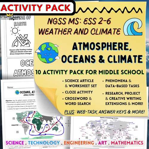 Climate Oceans Atmosphere 10 Activity Worksheet Set NGSS MS-ESS2-6 ...