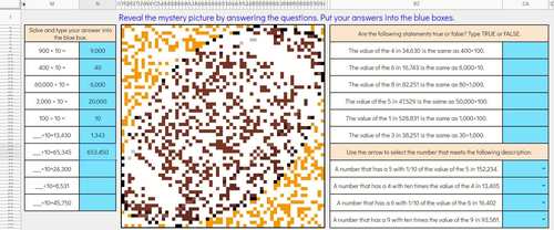 Digital Math Pixel Art Mystery Picture 4th Grade TEKS 4.2.A - Place Value
