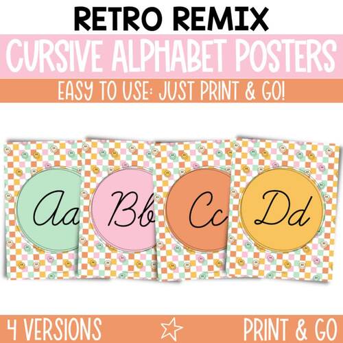 Cursive Alphabet Posters / Retro Alphabet Posters / Retro Remix | TPT