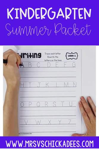 Kindergarten Summer Packet: Kindergarteners Entering 1st: Distance Learning