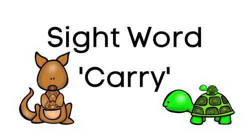 Sight Word 'Carry', Different Animals Carrying Babies, Video and SLIDES