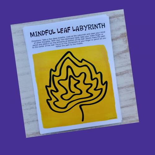 Mindfulness Leaf Labyrinths Mazes | Calm Down Corner Activity | Focus Cards