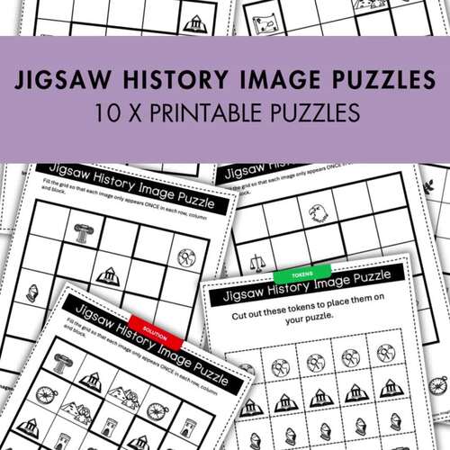 Printable Jigsaw Sudoku-Style History-Themed Image Puzzles – Ages 11+