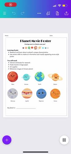 Space & Planets Movie Poster - Science Project - Ontario Curriculum