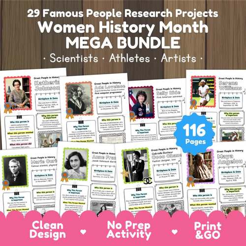 Women's History Month Research Projects Mega Bundle | Famous Women ...