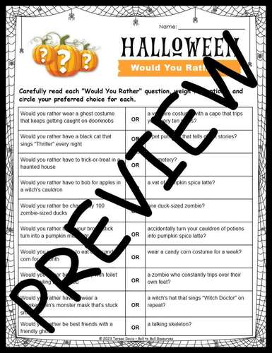 Halloween: Would You Rather Worksheets, Word Searches, & Mazes | TPT