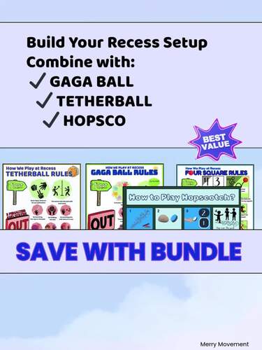 Recess Games Rules Posters Bundle| Gaga Ball, Tetherball, Four Square ...