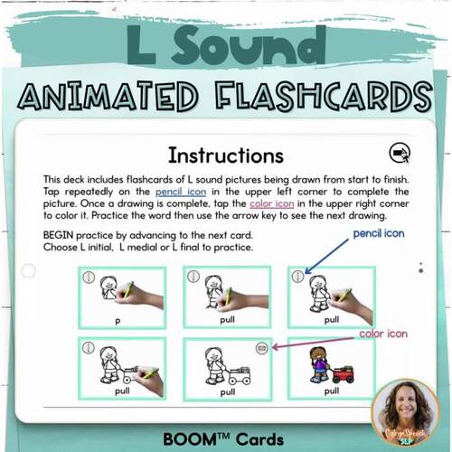 L Sound Animated Articulation Flashcards Boom Cards™ by Cytryn Speech