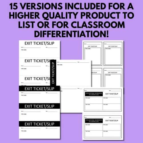 Exit Ticket/Slip Templates | TPT Seller Templates by Jillian Fernandez