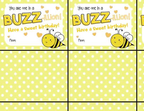Bee Birthday Gift Tag (Burt's Bees)- You are one in a BUZZ-illion! Have ...