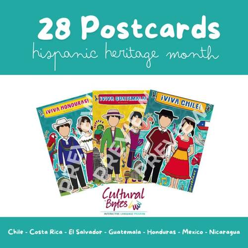Bundle/Pack - Spanish and English Postcards / Full Color / Hispanoameric