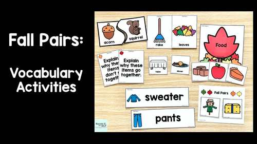 Fall Pairs or Things That Go Together Vocabulary Activities for Word ...