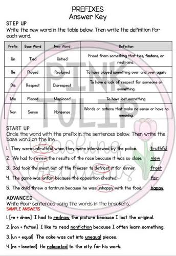 Prefixes and Suffixes - Grammar Worksheets with Answers | TPT