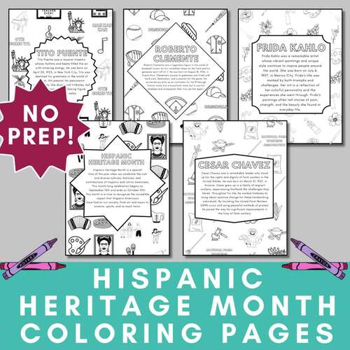 Hispanic Heritage Month Coloring Pages | Printable Activity by Jenny Marie