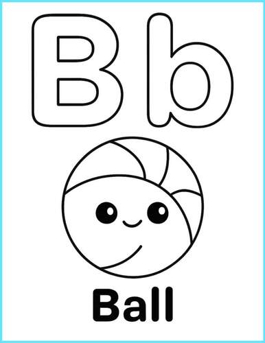 Letter B Coloring Page | Alphabet Worksheet | Bb is for Ball ...