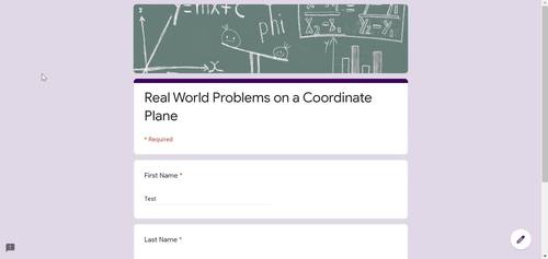 Real World Problems on a Coordinate Plane 5th Grade Math Quiz -Google ...
