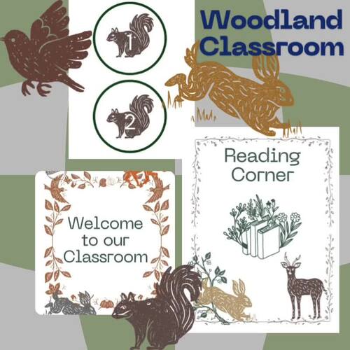 Whimsical Woodland Forest Animals Classroom Decor| Calm Corner Printable