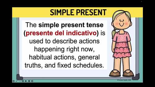 Simple present tense- Powerpoint + guided notes- SPANISH by Yamilex ...