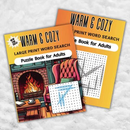 New Warm & Cozy Word Search Book, Large Print for Adults w/ Snuggly Images