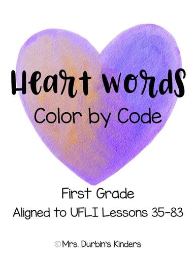 UFLI Heart Words Color by Code | K-2 Bundle by Mrs Durbins Kinders