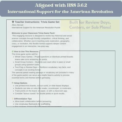 5th Grade History Trivia Game: Foreign Allies in the American ...