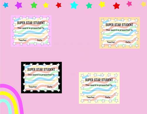 Printable Boho Super Star Student Awards, Editable Star Student ...