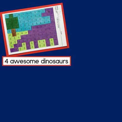 Dinosaur 120s Chart Mystery Pictures | 120 Chart Color by Number Worksheets