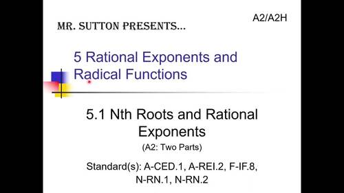 Nth Roots and Rational Exponents by Mr Sutton Presents | TPT