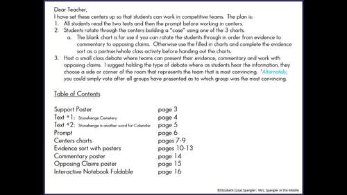 Essay SUPPORT Practice Centers Stations for Middle School | TpT