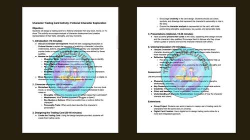 Character Trading Cards Activity by The MiddleVerse | TPT