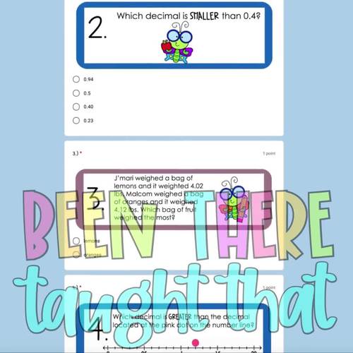 4th Grade Compare Decimals and Order Decimals SELF GRADING Quizzes