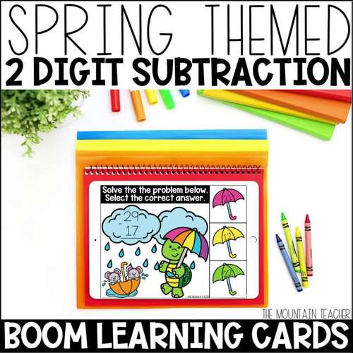 Spring Boom Cards - Subtraction Without Regrouping Subtract under 100