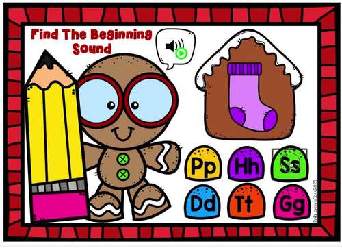 Gingerbread Beginning Sounds Boom Cards with Sound Files | TpT