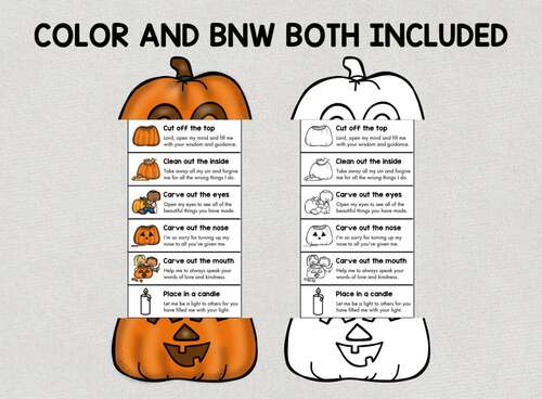 Pumpkin Carving Christian Halloween Activity, Pumpkin Prayer Folding Craft