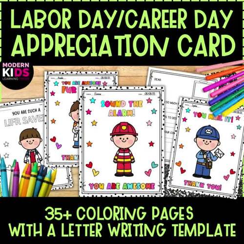 Labor Day Community Helper Appreciation Coloring Pages With a Letter ...